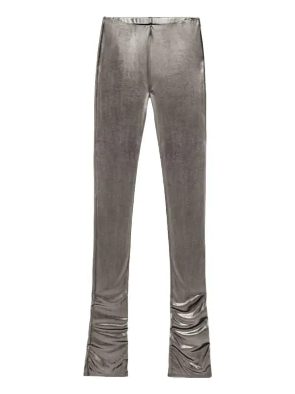 Blumarine Laminated Finish Puddle-hem Stretch Leggings - Gray