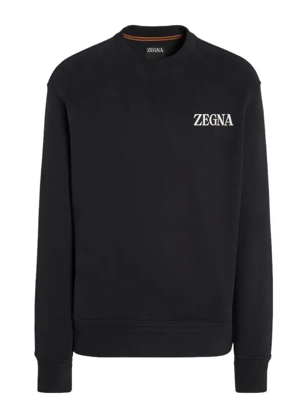 Zegna Logo Cotton Sweatshirt - Black
