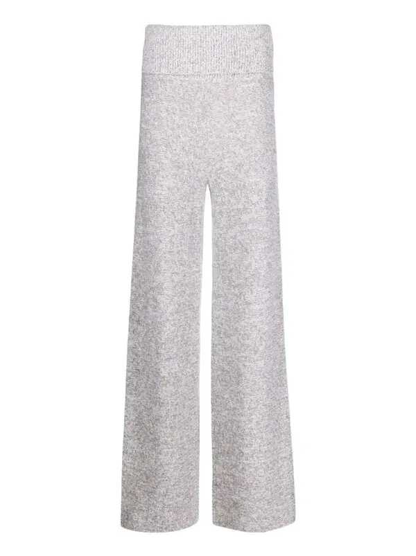 Off-White Ribbed Hem Knitted Wide-leg Pants - White