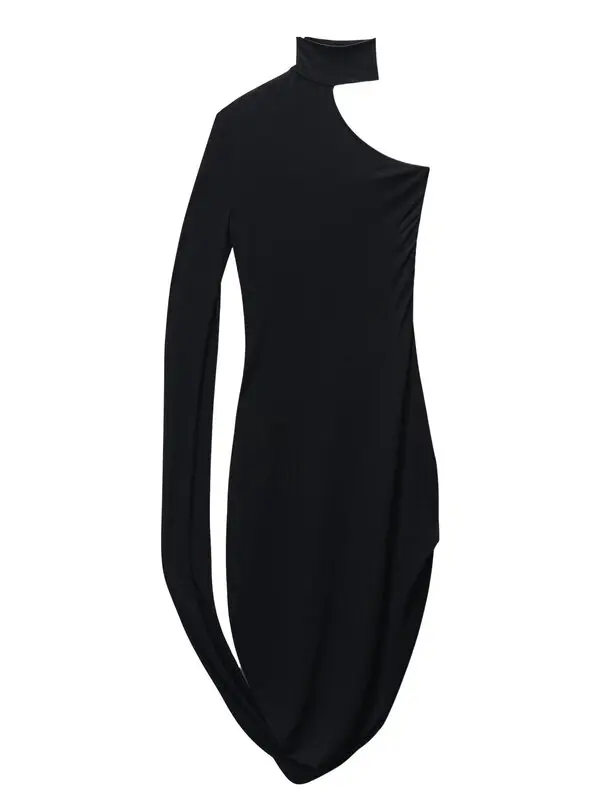 Alexander Wang One-shoulder Draped Midi Dress - Black