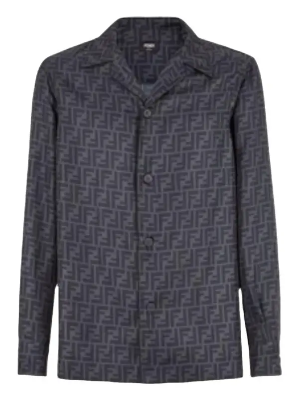 Fendi Monogram Printed Long Sleeved Shirt - Gray