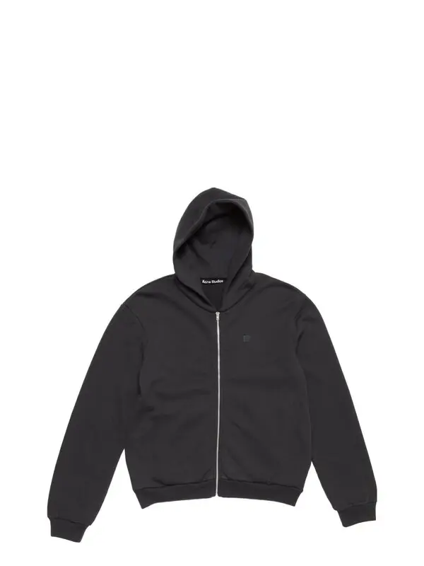 Acne Studios Zip-up Hoodie With Logo Detail - Black
