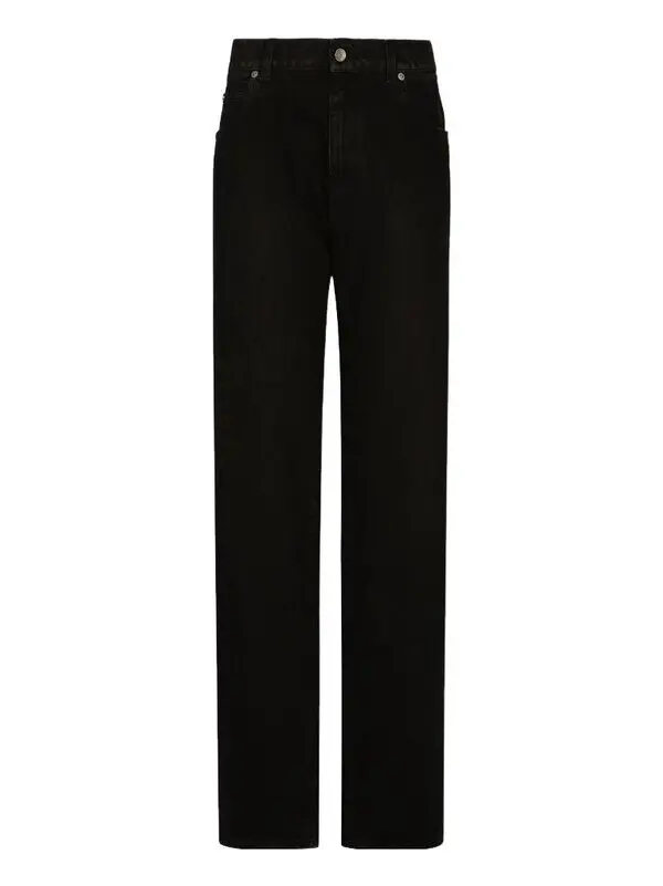 Dolce & Gabbana Logo Plaque Wide-leg Jeans - Black