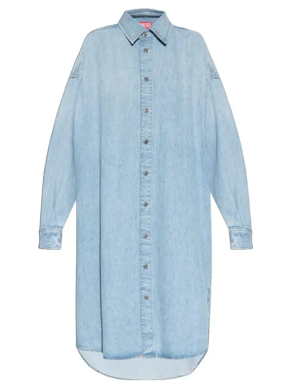 DIESEL® Oversized Denim Shirt Dress - Blue