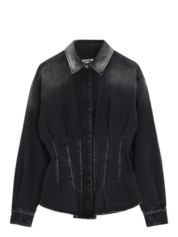 Moschino Pleated Denim Shirt - Black