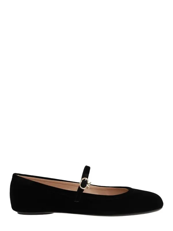 GIANVITO ROSSI Round Toe Mary Jane Ballet Flats - Black