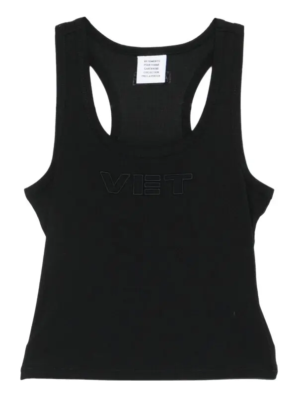 Vetements Logo Embroidered Tank Top - Black