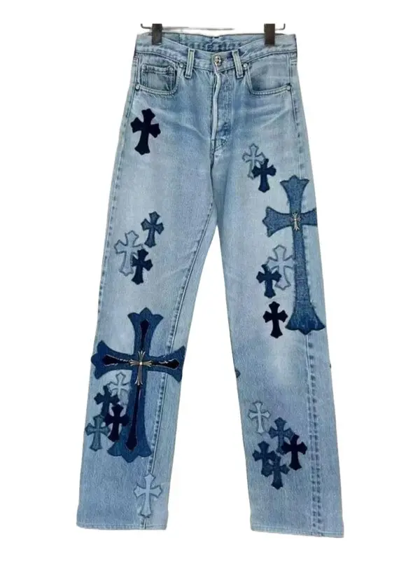 Chrome Hearts Belt Loop Jeans With Embellishments - Blue