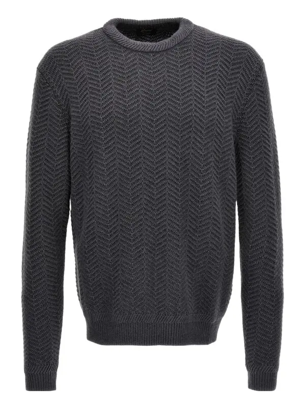 Brioni Chevron-knitted Cashmere Jumper - Black