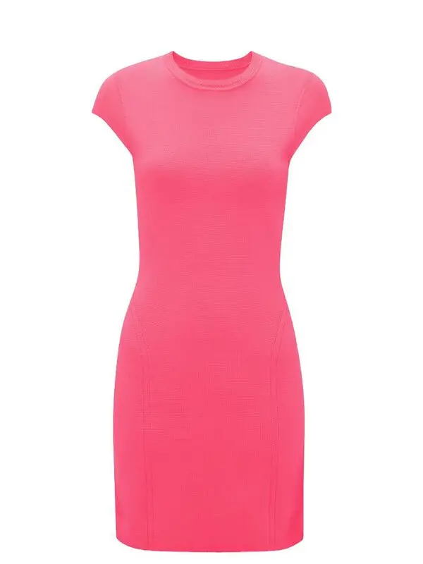 Victoria Beckham Cap Sleeved Knitted Mini Dress - Pink