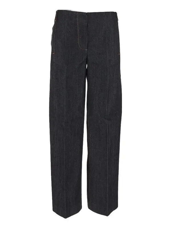Tory Burch Princess Seam Pleated Jeans - Black
