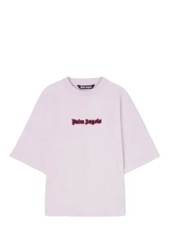 Palm Angels Logo Embroidered Drop Shoulder T-shirt - Lavender