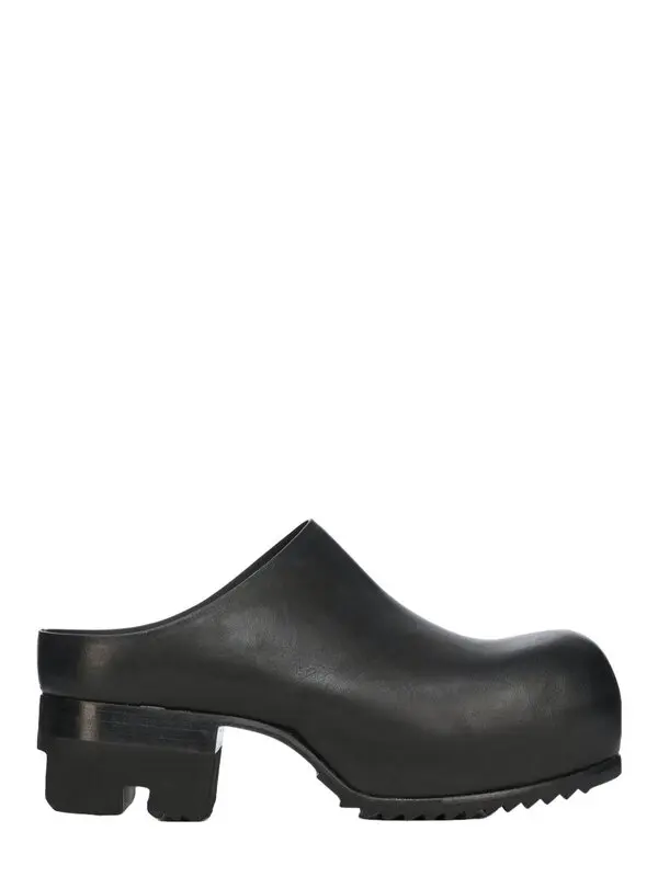 Rick Owens Ballast Mule With Shark-toothed Sole And Notched Square Heel - Black