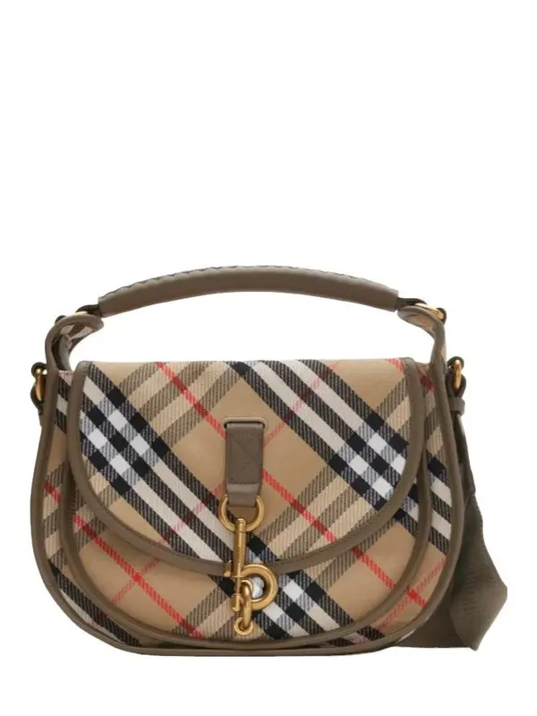 Burberry B-clip Checked Small Crossbody Bag - Sand-colored