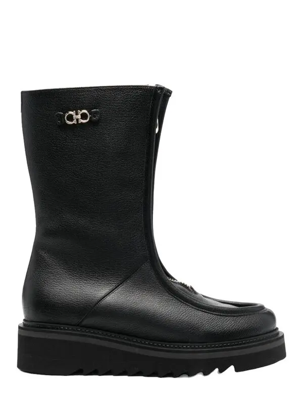 FERRAGAMO Zip-front Leather Boots - Black