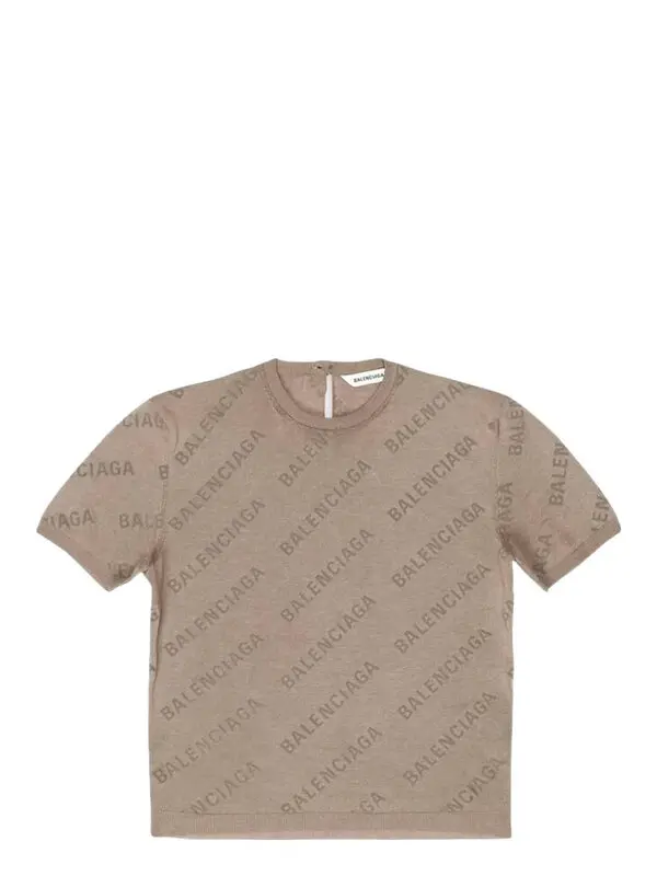 Balenciaga All Over Logo Print Crewneck Knitted Top - No