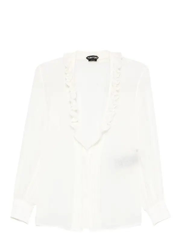 TOM FORD Ruffled V-neck Blouse - White