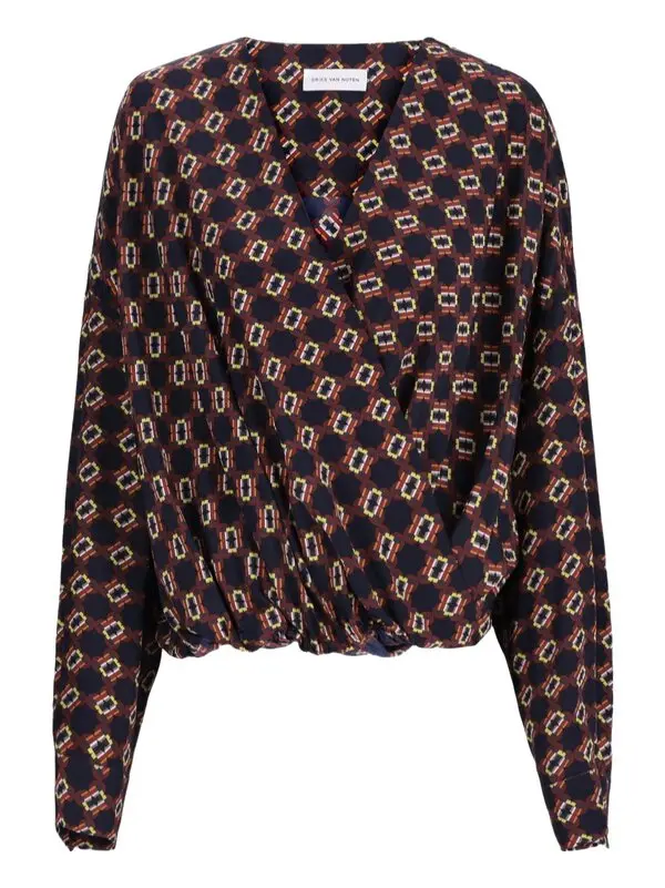 Dries Van Noten V-neck Blouse With Elastic Hem - Black