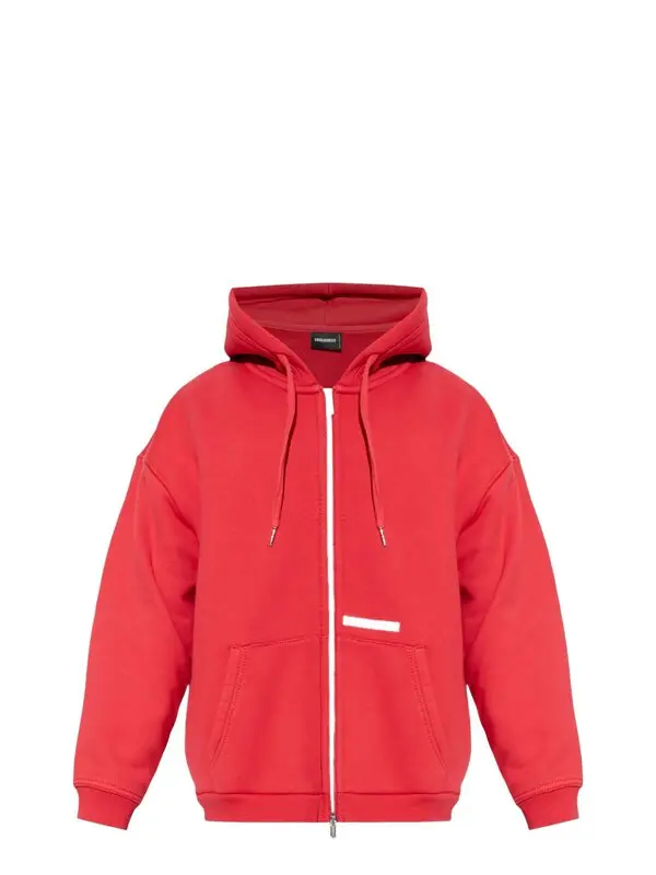 Dsquared2 Logo Detailed Zip-up Hoodie - Red