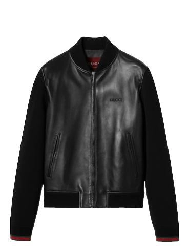 Gucci Logo Embroidered Zip-up Bomber Jacket - Black
