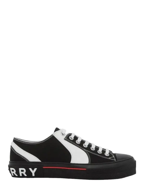 Burberry Two Tone Canvas Low Top Sneakers - Black