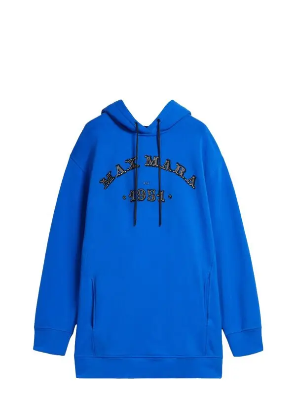 Max Mara Embroidered Logo Hooded Sweater - Blue