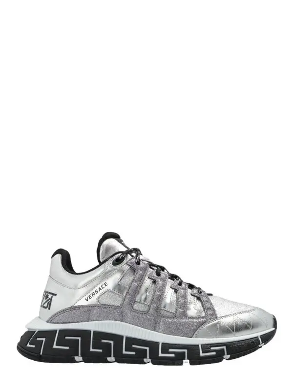 Versace Logo-print Sequined Lace-up Sneakers - Gray