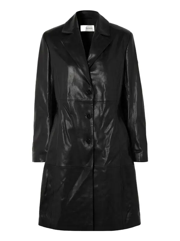 Nour Hammour Eames Patchwork Leather Coat - Black