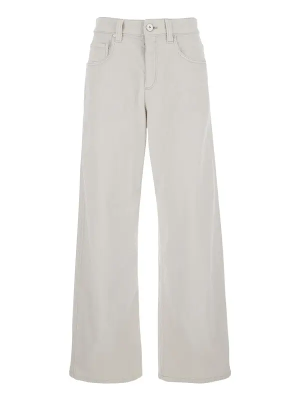 Brunello Cucinelli Straight-leg Jeans With Logo Patch - White