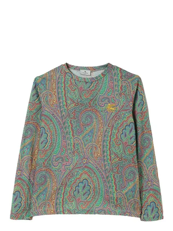 Etro Paisley Print Long Sleeve T-shirt - Gray