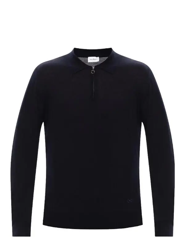 FERRAGAMO Half-zip Polo Jumper - Black