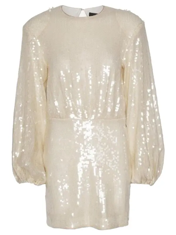 ROTATE BY BIRGER CHRISTENSEN Sequined Long Sleeve Mini Dress - Nude