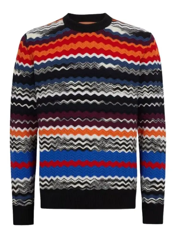 Missoni Zigzag Crewneck Knitted Jumper - Black