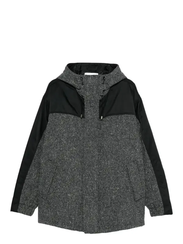Iceberg Panelled Hooded Jacket With Zip Closure - Black