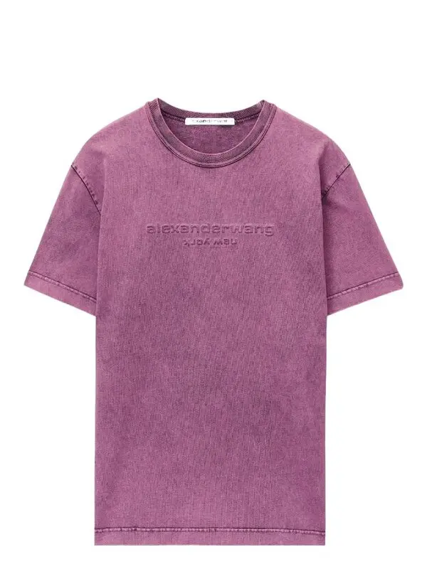 Alexander Wang Crewneck T-shirt With Embossed Logo - Pink