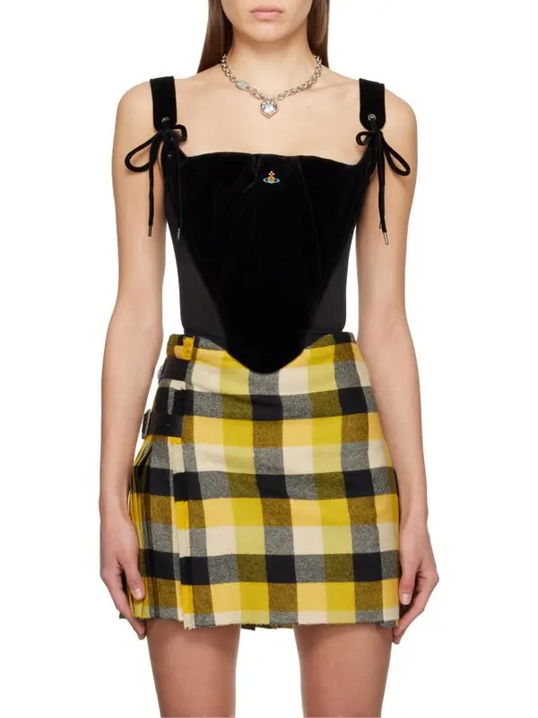 VIVIENNE WESTWOOD Velvet Corset Top With Orb Logo - Black