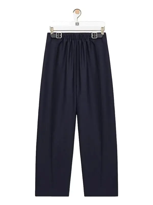 Loewe Belted Straight Leg Trousers - Navy Blue