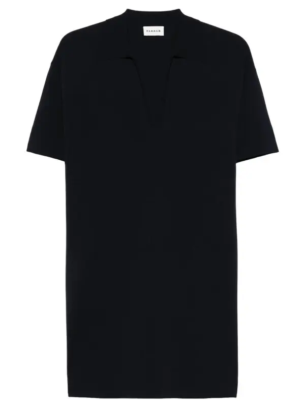 P.a.r.o.s.h Collared Short-sleeve Shirt Dress - Navy Blue