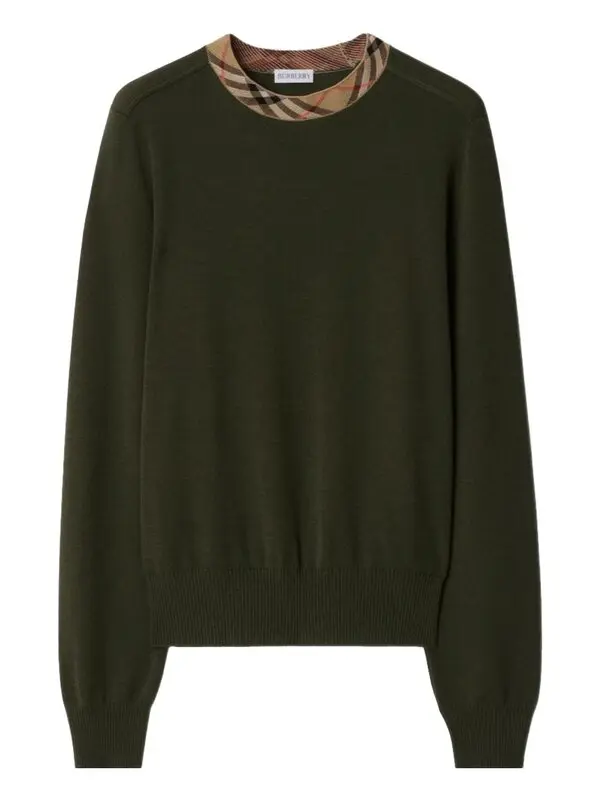 Burberry Check Detailed Knitted Jumper - Shale