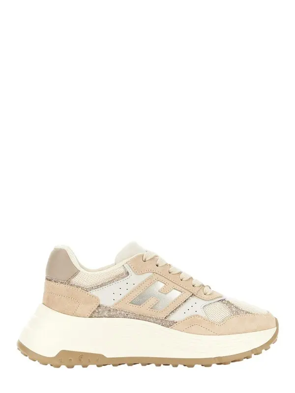 Hogan Hi-fi Lace-up Sneakers With Perforated Details - Nude