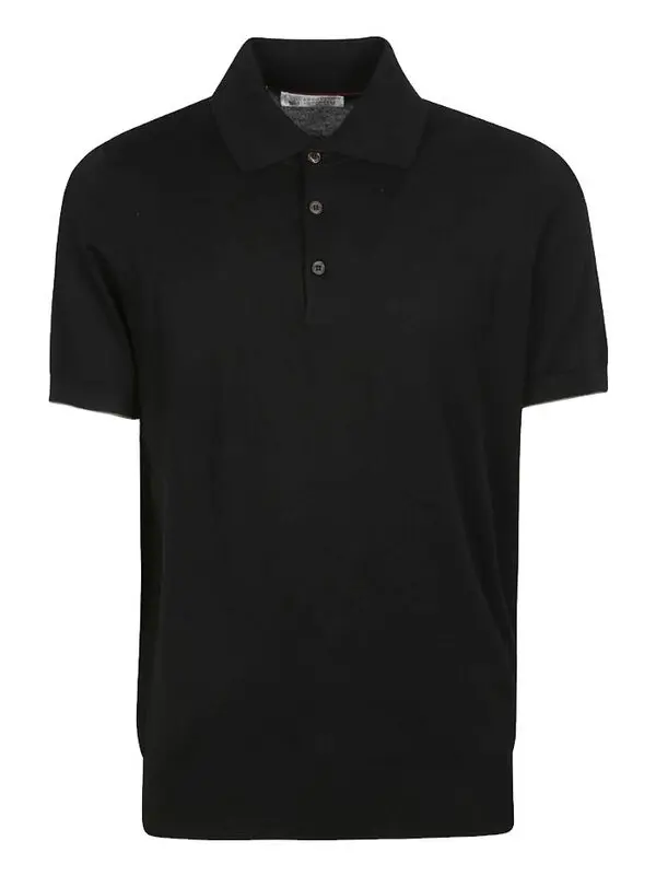 Brunello Cucinelli Short-sleeved Buttoned Polo Shirt - Black
