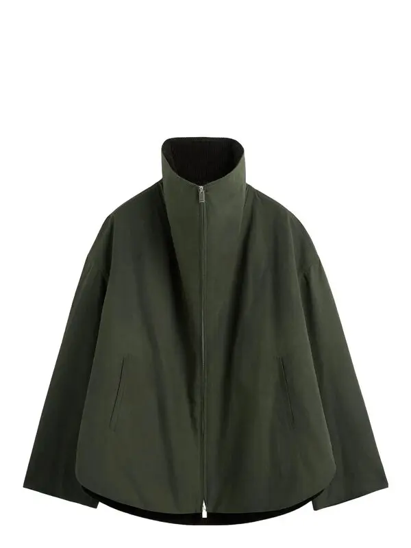 TOTEME Long-sleeve Zip-up Jacket With Corduroy Collar - Forest Color