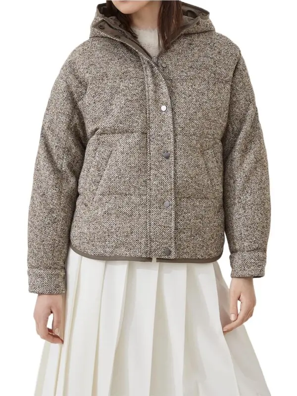 Brunello Cucinelli Chevron Flecked Down Jacket - Nude