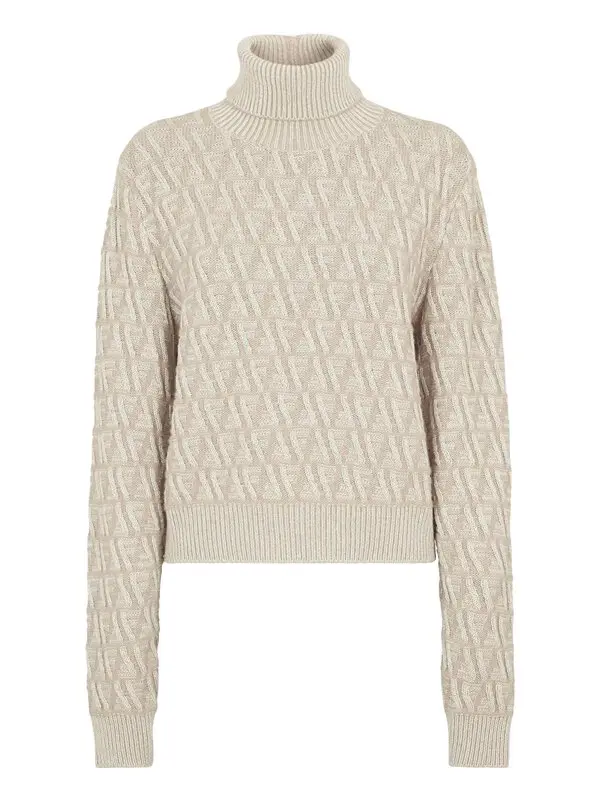 Fendi Ff Motif Turtleneck Knit Jumper - Light Brown