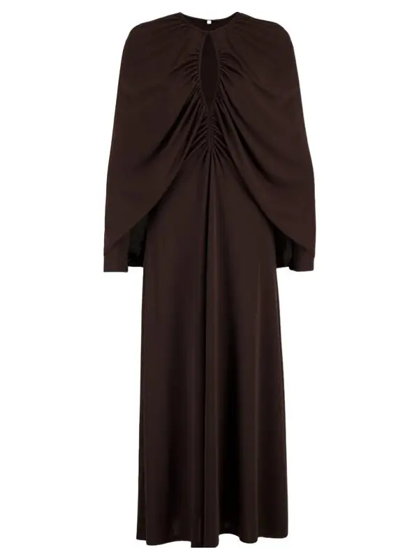 Johanna Ortiz Round-neck Maxi Dress With Sculpted Ruffles - Chocolate Brown