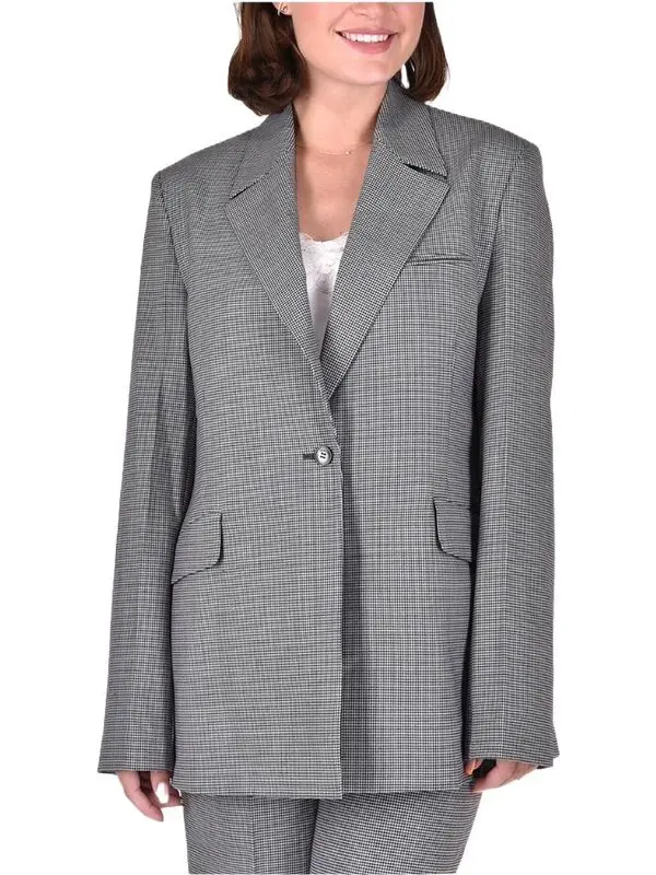 Nanushka Puppytooth Oversized Blazer - Gray