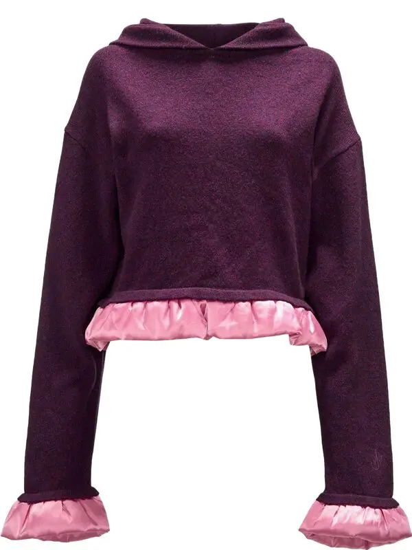 J.W.ANDERSON Satin Detailed Cropped Hoodie - Plum