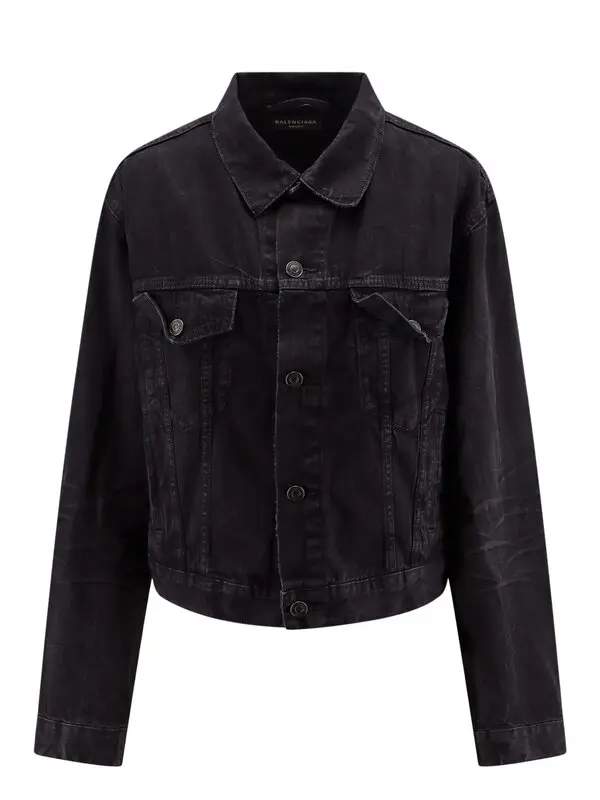Balenciaga Collared Button-up Denim Jacket - Black