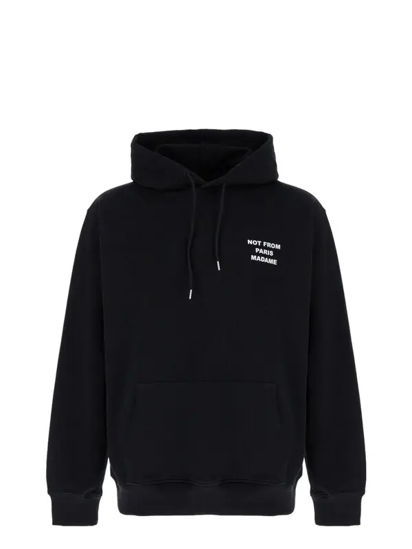 Drole De Monsieur Slogan-printed Drawstring Hoodie - Black