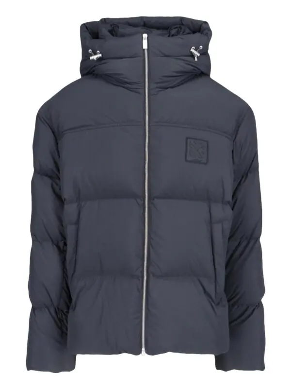 Off-White Quilted Zip-up Down Jacket With Logo Patch - Black